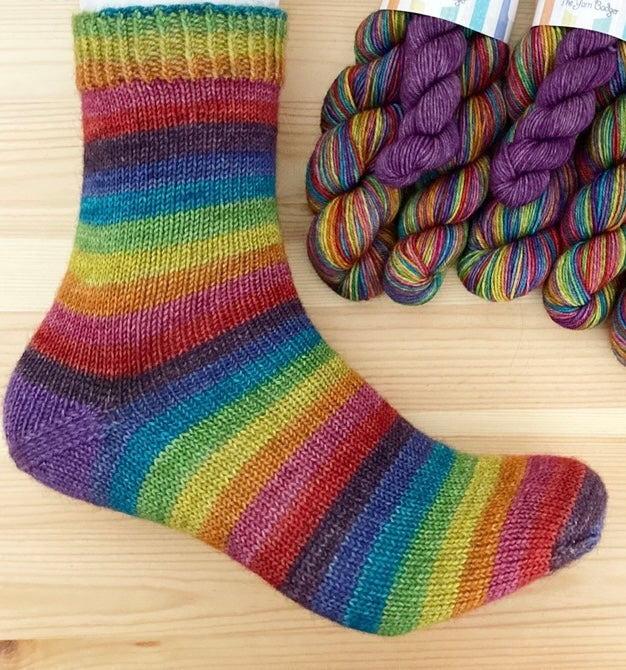 Winter Rainbow Self Striping Sock Yarn 100g + 20g – The Yarn Badger